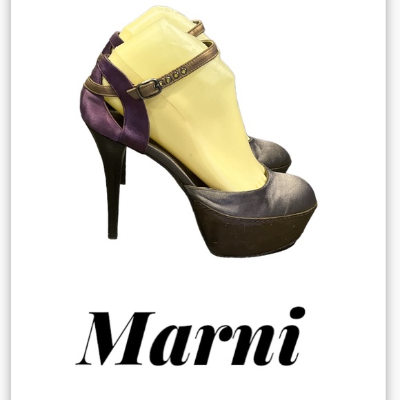 Marni | Shoes | Authentic Marni Satin Leather Platform Heels Sz 8 Euro ...